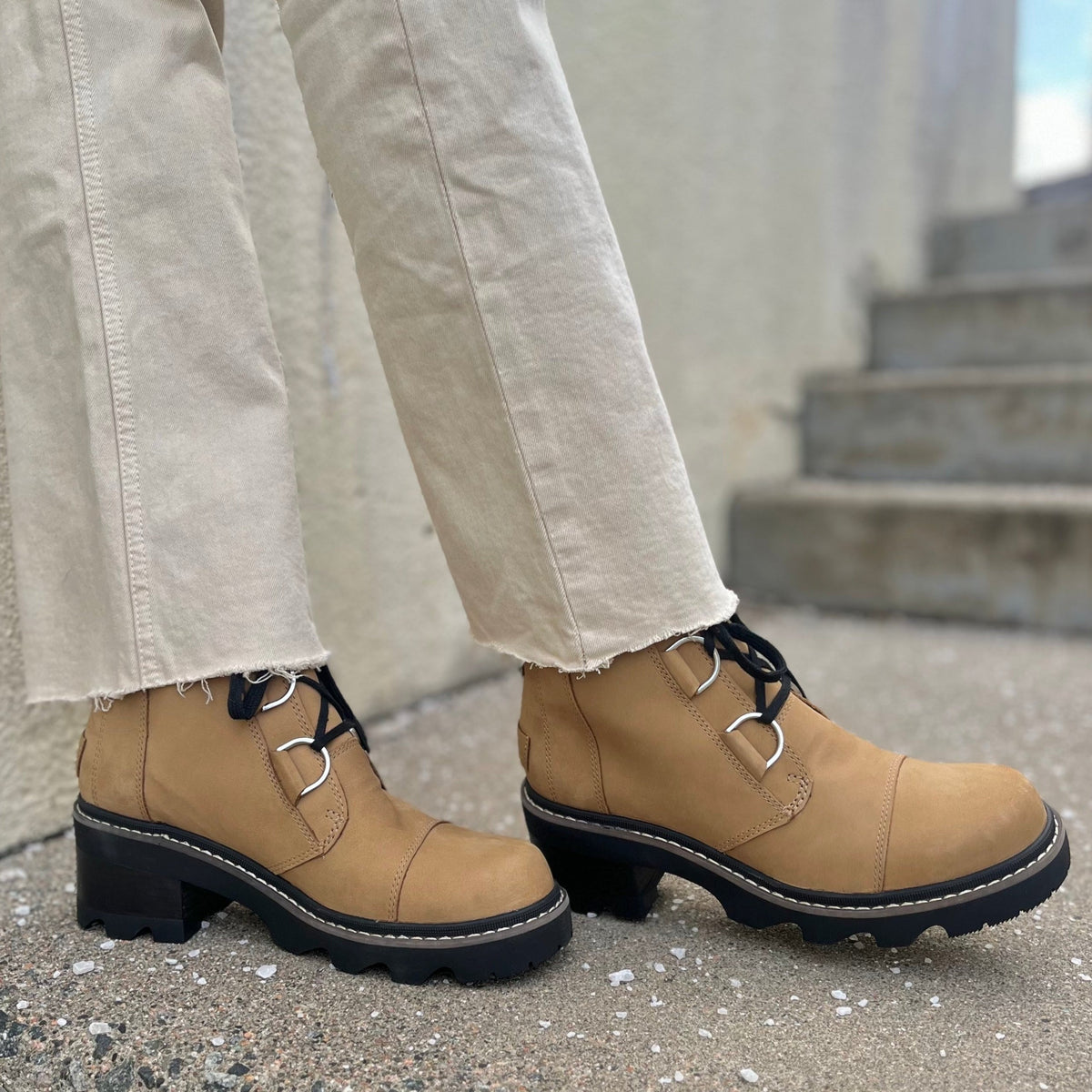 SOREL - JOAN NOW LACE BOOT IN CARIBOU BUFF/BLACK LEATHER – the Urban ...